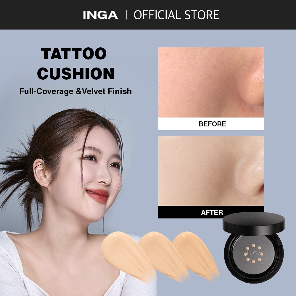 Phấn Nước Hàn Quốc Mỏng Nhẹ Che Phủ Hoàn Hảo Kiềm Dầu Lâu Trôi Tatoo Cushion INGA SPF 35 PA++ ...