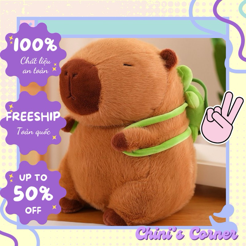 🔥Có sẵn🔥 Capybara 38cm + balo rùa/nước mũi | Shopee Việt Nam