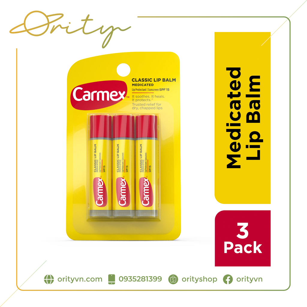 [Chính Hãng Nội Địa Mỹ] Thỏi son dưỡng môi, siêu cấp ẩm, không mùi Carmex SPF15 | Shopee Việt Nam