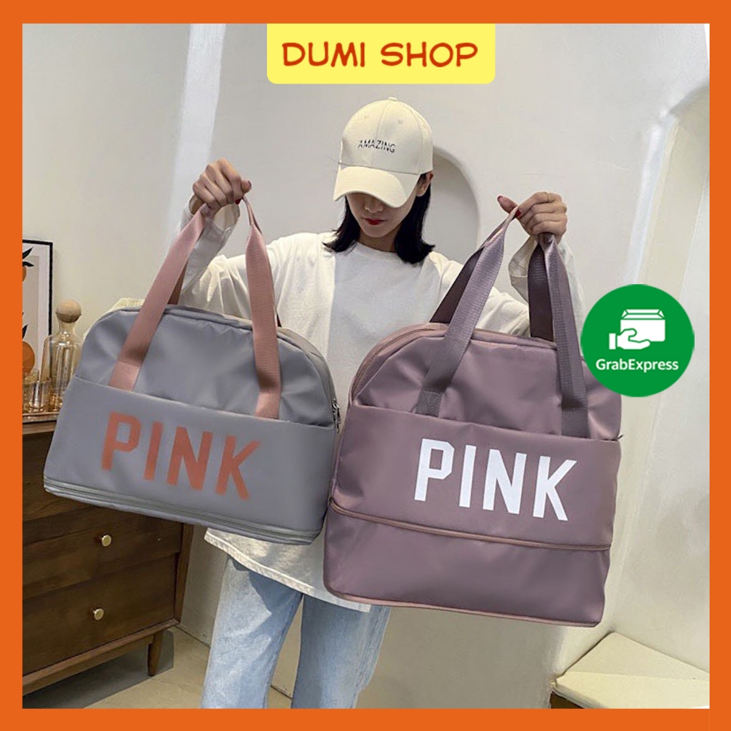 Túi Du Lịch PINK 2 Tầng Vải Chống Thấm Nước, Túi Xách Du Lịch Nữ Cài ...