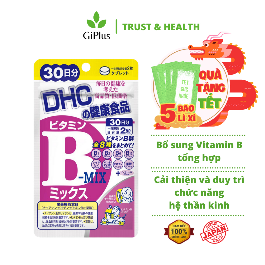 Viên Uống DHC Nhật Bản Vitamin B Mix 30 ngày Bổ Sung Vitamin B Tổng Hợp (60 Viên/Gói) | Shopee ...