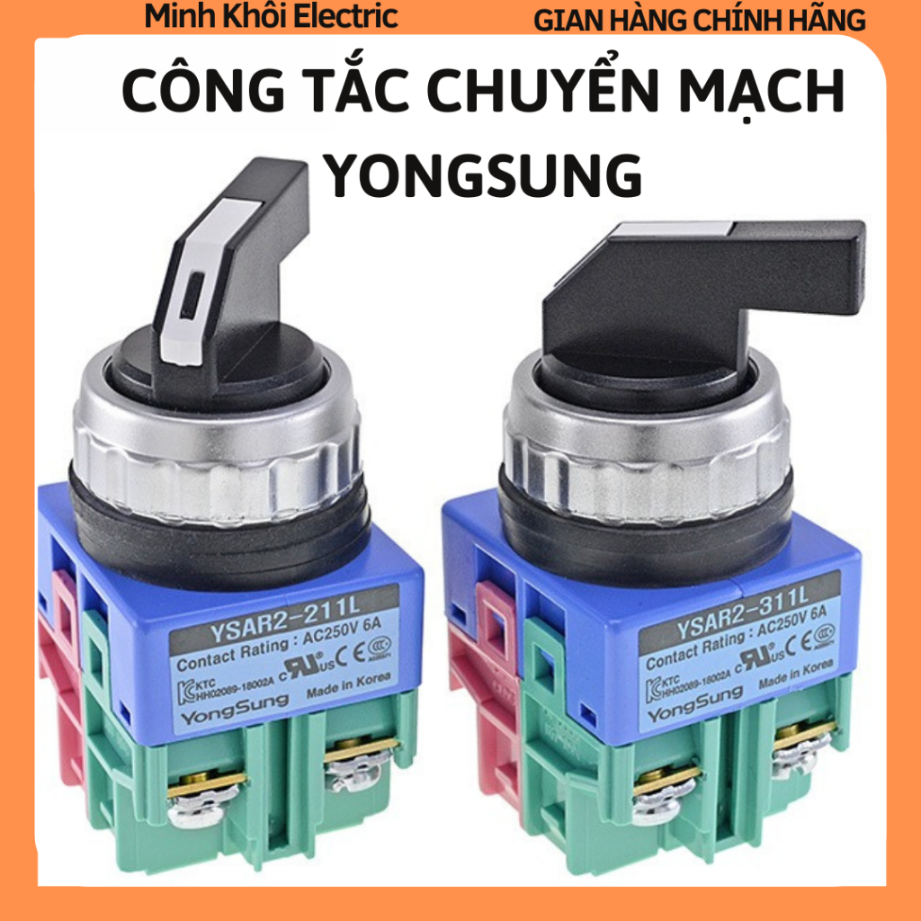 Công tắc xoay chuyển mạch Yongsung YSAR2-311L, công tắc chuyển mạch 2 và 3 vị trí Yongsung phi ...