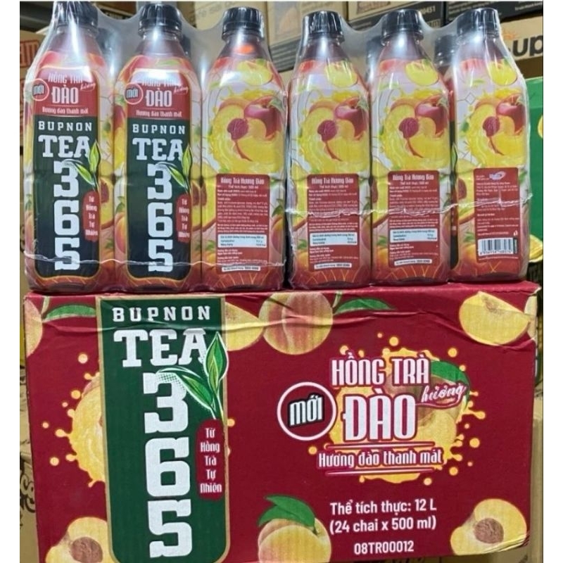 Thùng 24 chai Bupnon tea đào 365 500ml | Shopee Việt Nam