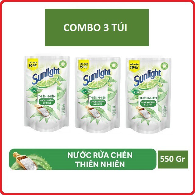 Combo 3 Túi Nước Rửa Chén Bát Sunlight Thiên Nhiên (Hàng KM) | Shopee ...