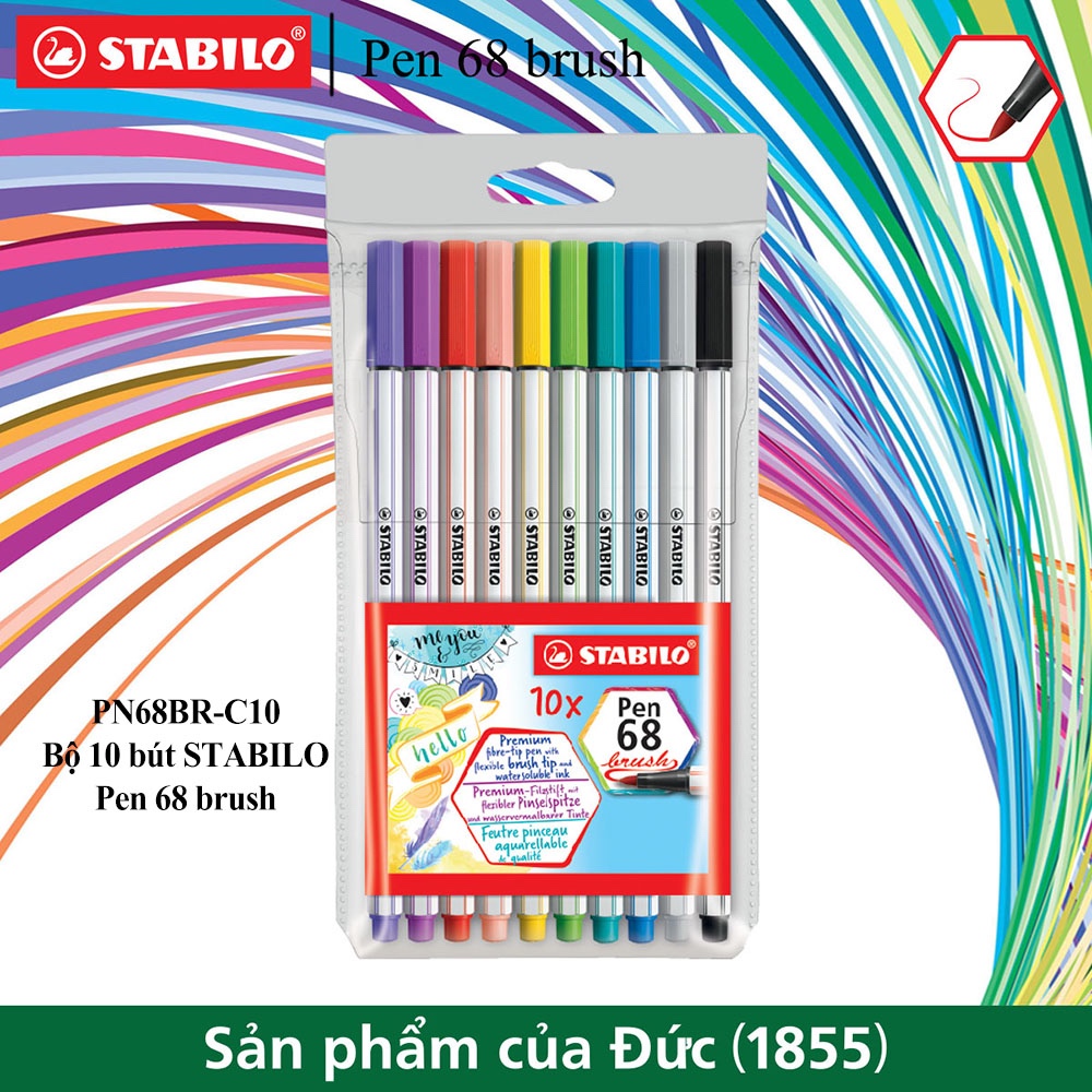 Bộ 10 bút lông màu STABILO Pen 68 brush | Shopee Việt Nam
