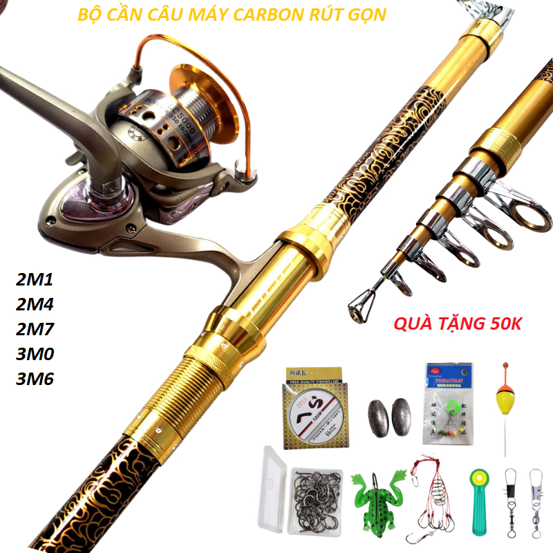 Bộ Cần Câu Máy Rút Gọn Kèm Máy Và Phụ Kiện Dài Từ 2m1-3m6 | Shopee Việt Nam