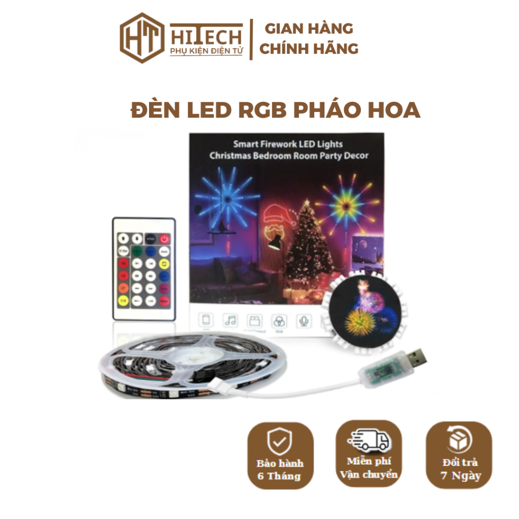 Đèn Led RGB Pháo Hoa 16 Màu Cảm Biến Âm Thanh Có Remote Điều Khiển, Kết Nối APP Điện Thoại ...