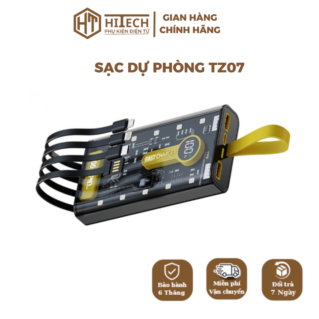 Sạc Dự Phòng TZ07 Trong Suốt, Dung Lượng 20000 mAh,Sạc Nhanh 2 Chiều ...