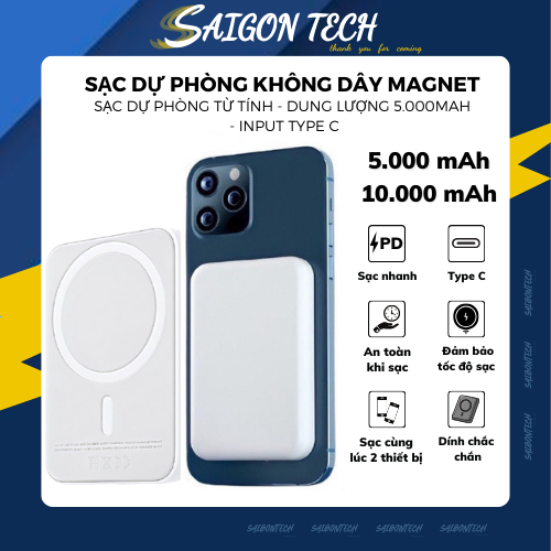 Pin Sạc Dự Phòng Không Dây Từ Tính Dung Lượng 10000mAh Và 5000mAh Cho ...