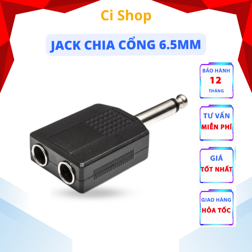 Jack chia cổng micro 6.5mm chia từ 1 cổng ra 2 cổng dùng hát song ca ...