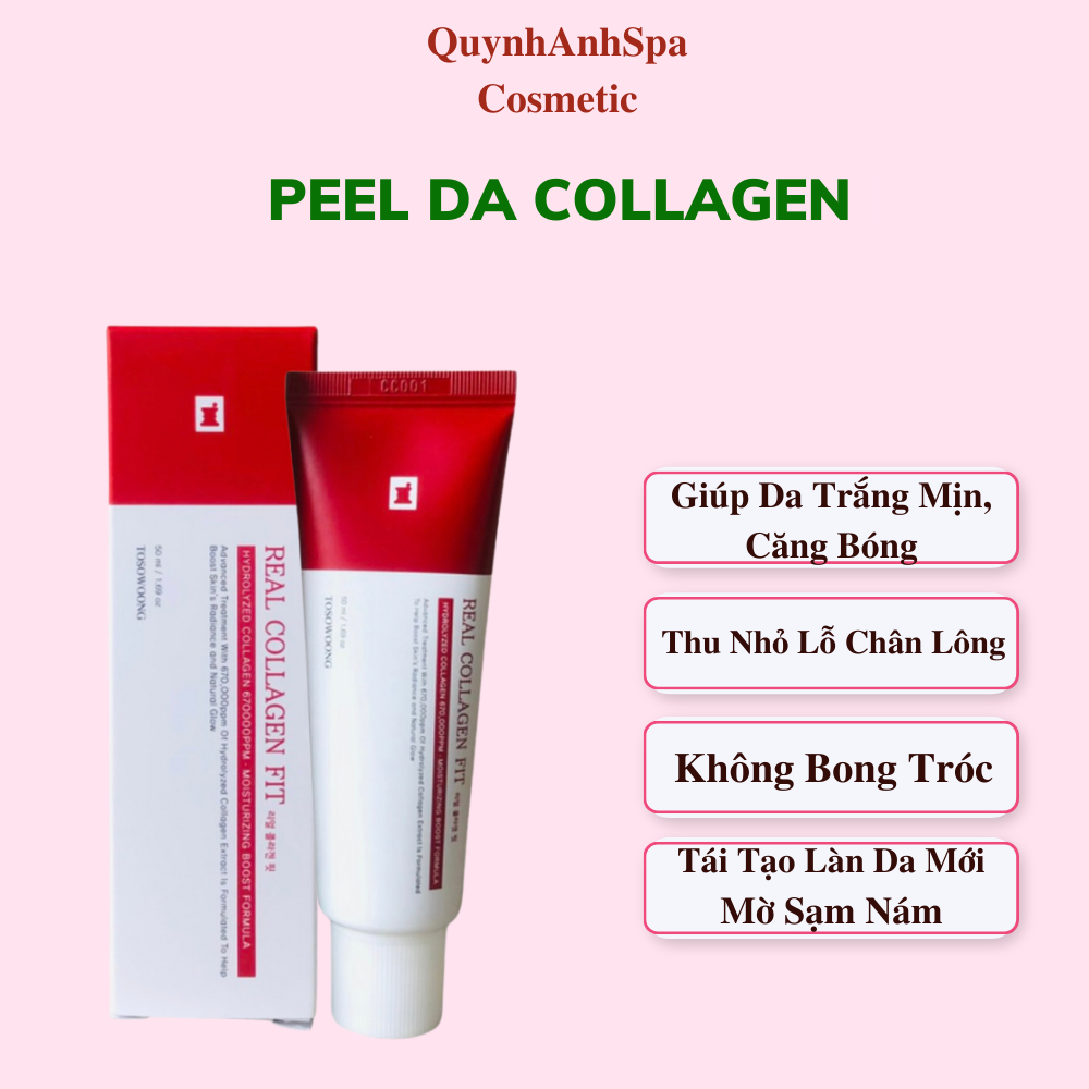 Peel Da Collagen Nano Căng Bóng Real Collagen Fit + Kem Dưỡng Trắng Da Mờ Thâm Nám Arbutin 5% ...