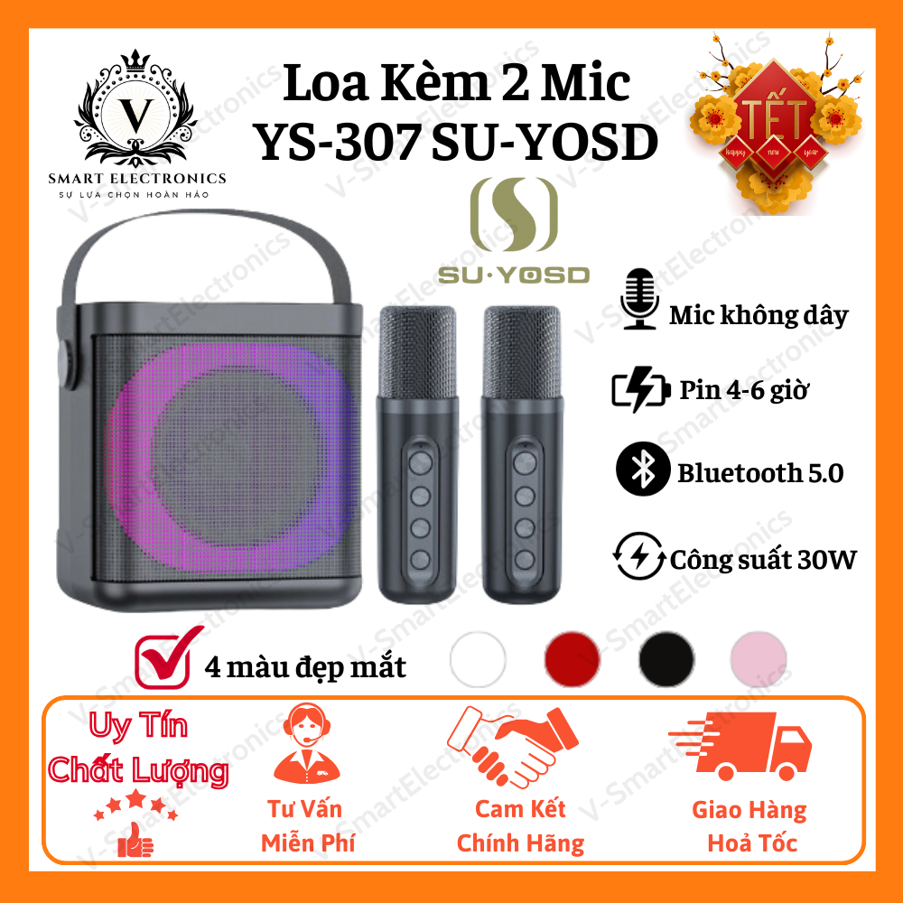 Loa Karaoke Bluetooth YS-307 SU-YOSD Kèm 2 Mic Không Dây, Có Đèn Led ...
