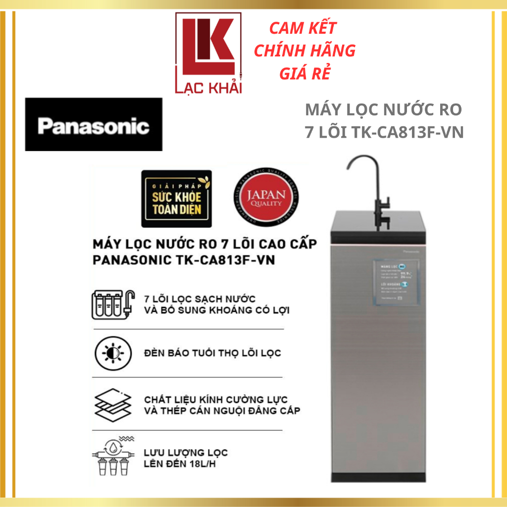 Máy lọc nước RO 7 lõi với đèn báo thay lõi, cửa kính mờ cường lực cao cấp Panasonic TK-CA813F-VN ...