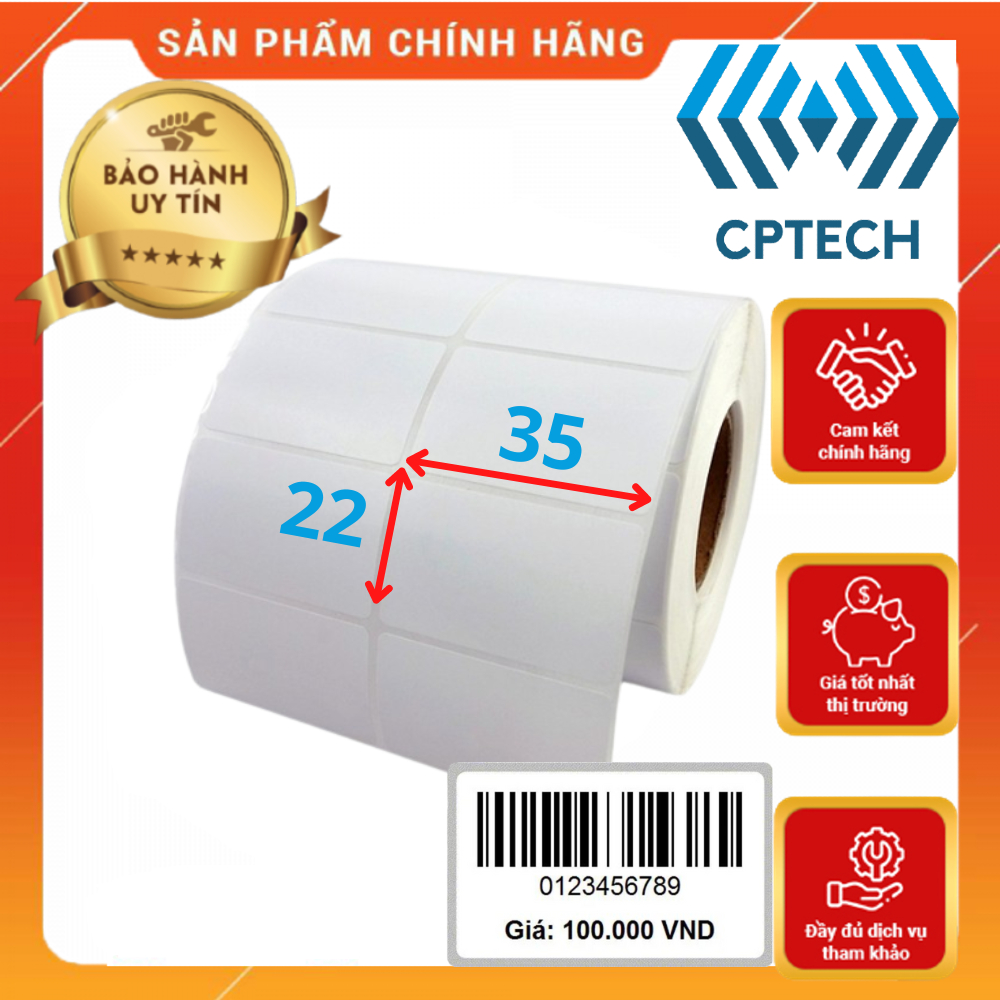 Giấy In Mã Vạch 2 Tem 35x22 (Cuộn)- 2500 tem - Decal Nhiệt 2 Tem 72x22 ...