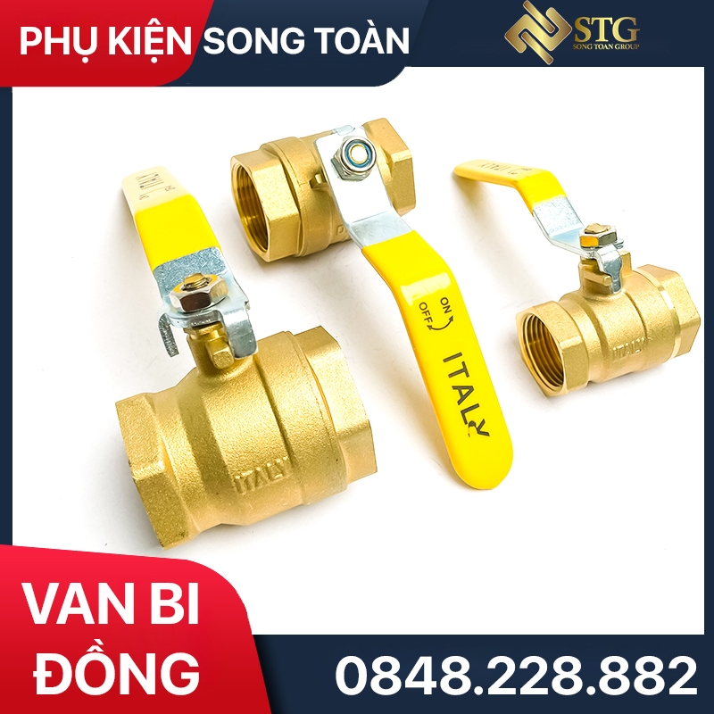 Van Bi Đồng Thau, Van Khoá Nước Tay Gạt Đồng Hiệu ITALY Phi 21 27 34 ...