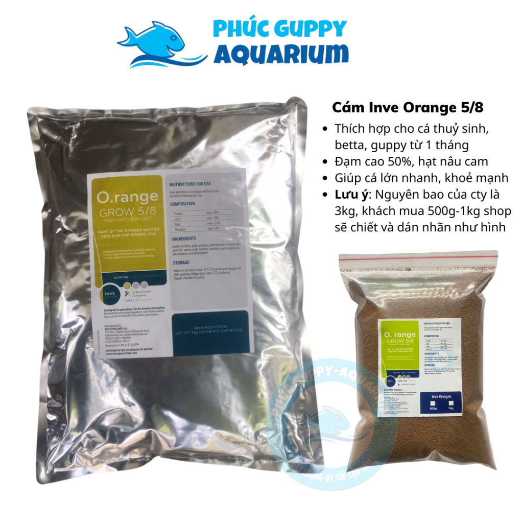 [500g-1kg] Cám Thái INVE Orange Grow 5/8 (Hạt 0,5~0,8mm) | Shopee Việt Nam
