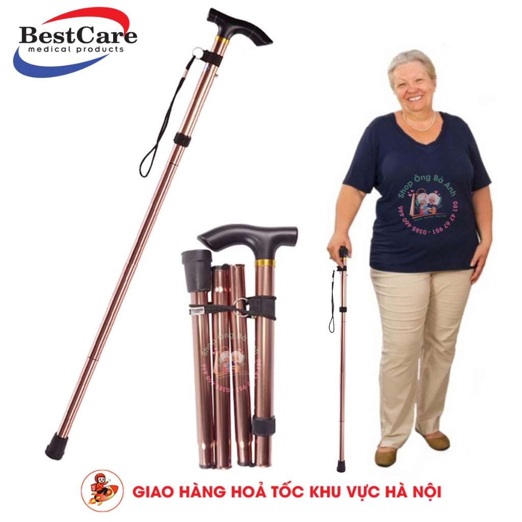 Gậy chống, Gậy Batoong BestCare Chính Hãng gấp gọn 4 khúc cho người già ...