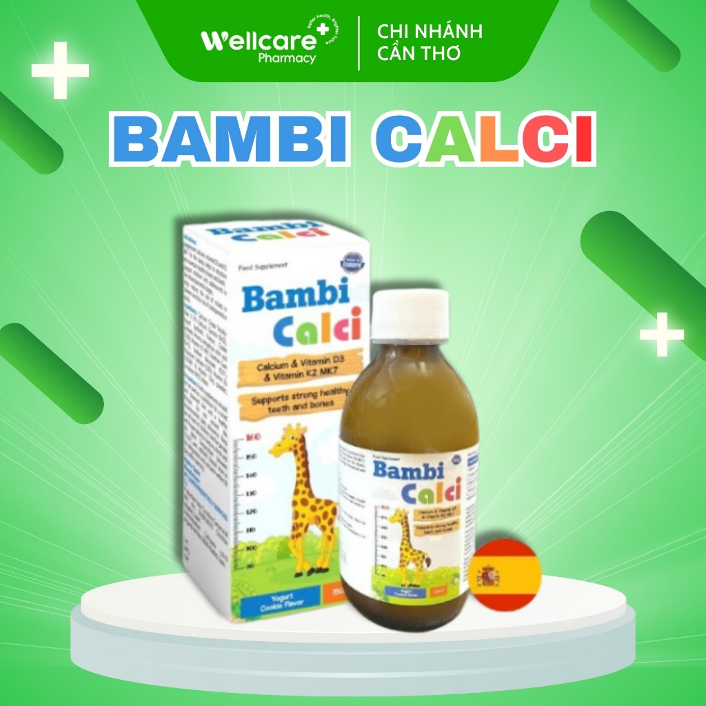 Bambi Calci [Chính hãng] - Chai 150ML bổ sung Canxi+D3+K2 MK7 giúp bé cao lớn, khung xương chắc ...