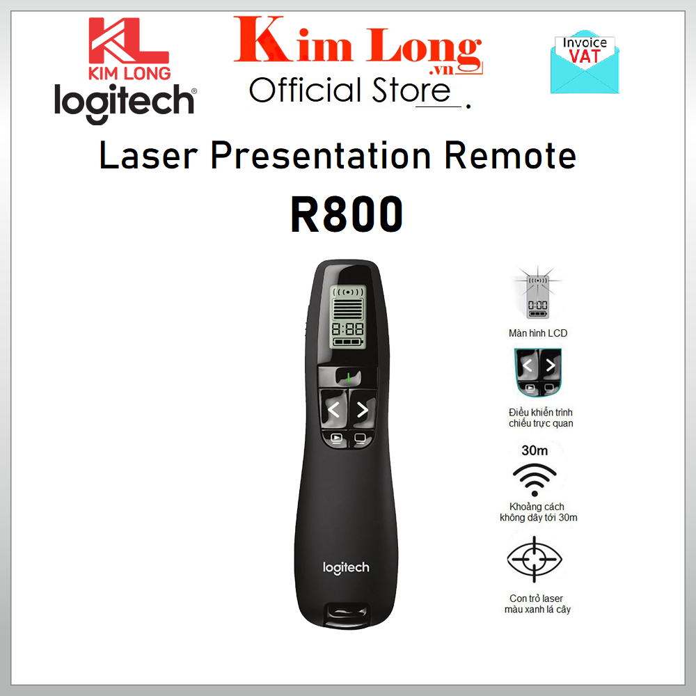 Bút trình chiếu Logitech R800 màn hình LCD, Kết nối Usb 2.4GHz - Bảo ...