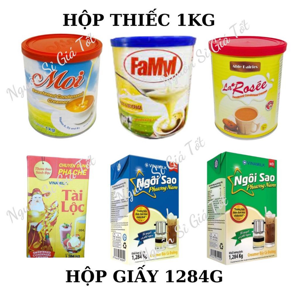 Sữa đặc moi, famyl, larosee nắp giật, tài lộc, ngôi sao phương nam ...