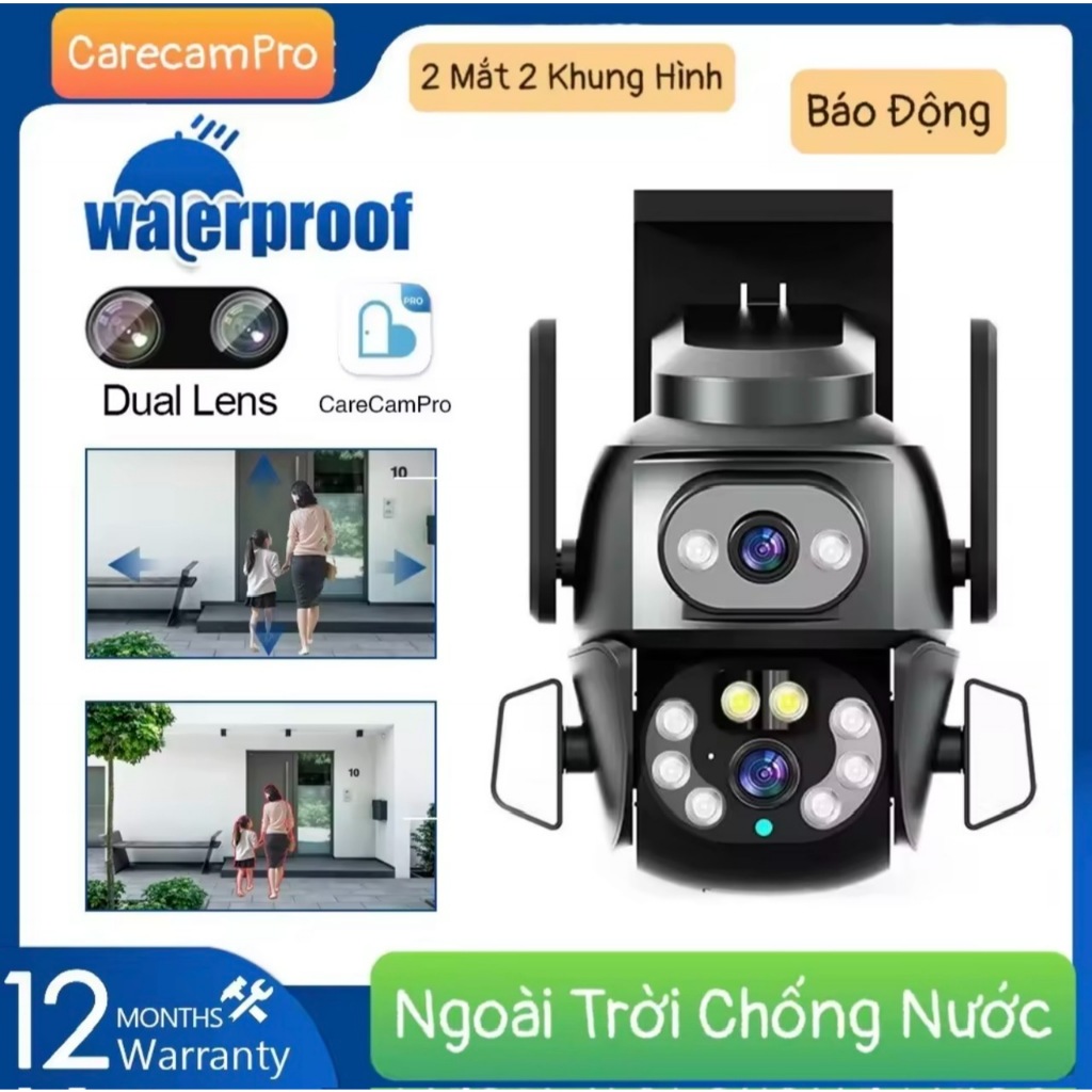 Camera CARECAM PRO 2 Mắt 10M (Mẫu Mới 2024) Xoay 360 Độ- Xem 2 Vị Trí ...