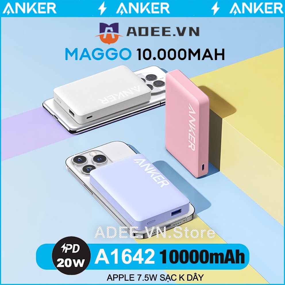 Sạc Dự Phòng Không Dây Từ Tính Anker 334 A1642 PD 20W 10000mAh,7.5W Sạc không dây,Cho 12/13/14 ...