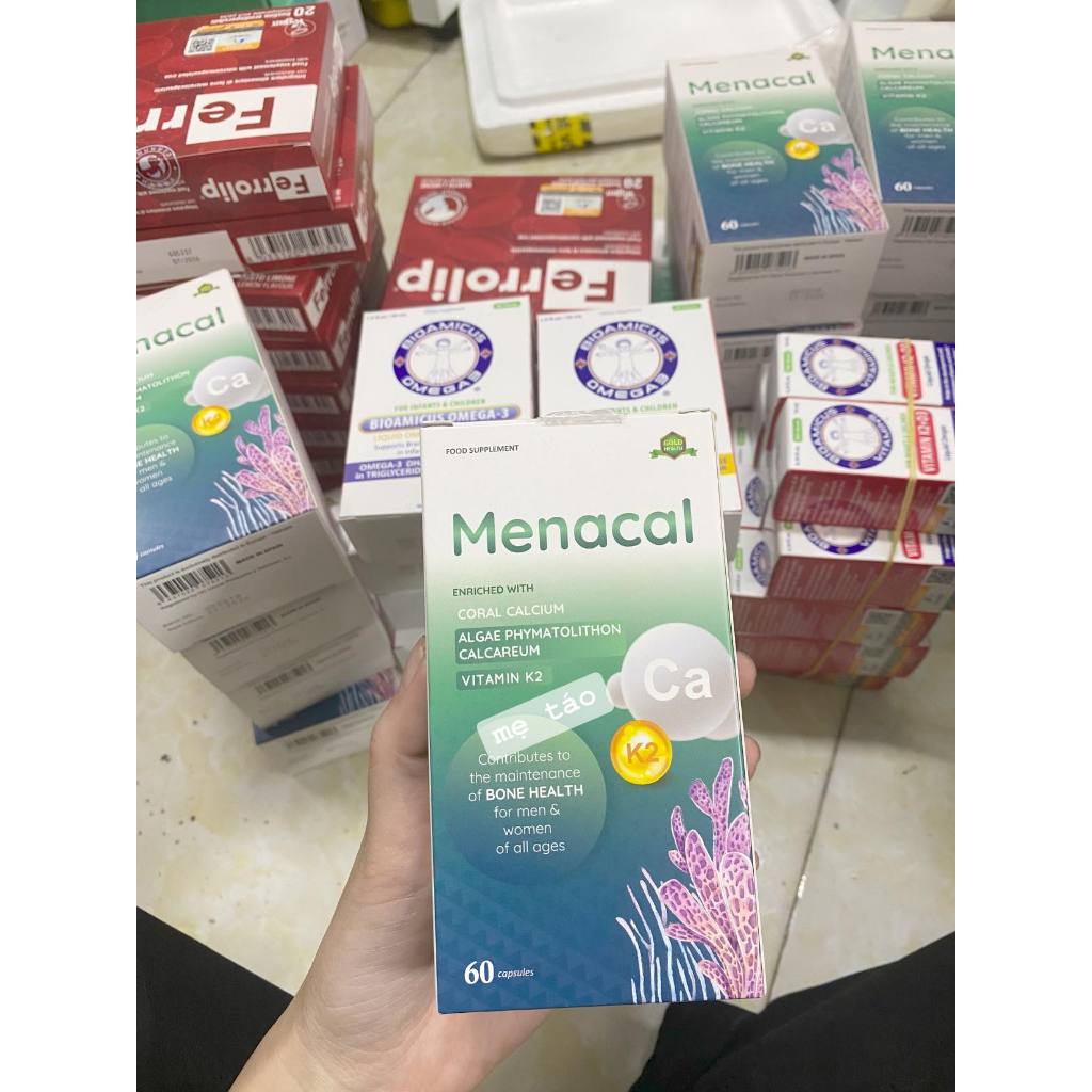 Viên uống bổ sung Canxi, vitamin K2 và D3 Aplicaps Menacal hộp 60 viên ...