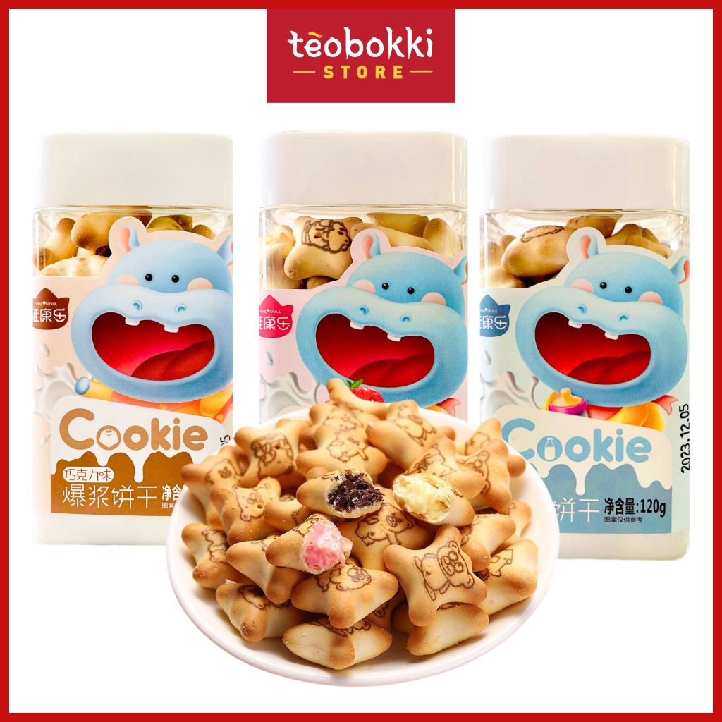 Bánh quy popping Đài Loan 3 vị (sữa, socola, dâu) hộp 120g | Shopee Việt Nam