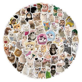 Set 20/60/ 100 sticker mèo cute meme dán nón mũ bảo hiểm laptop vali sổ ...