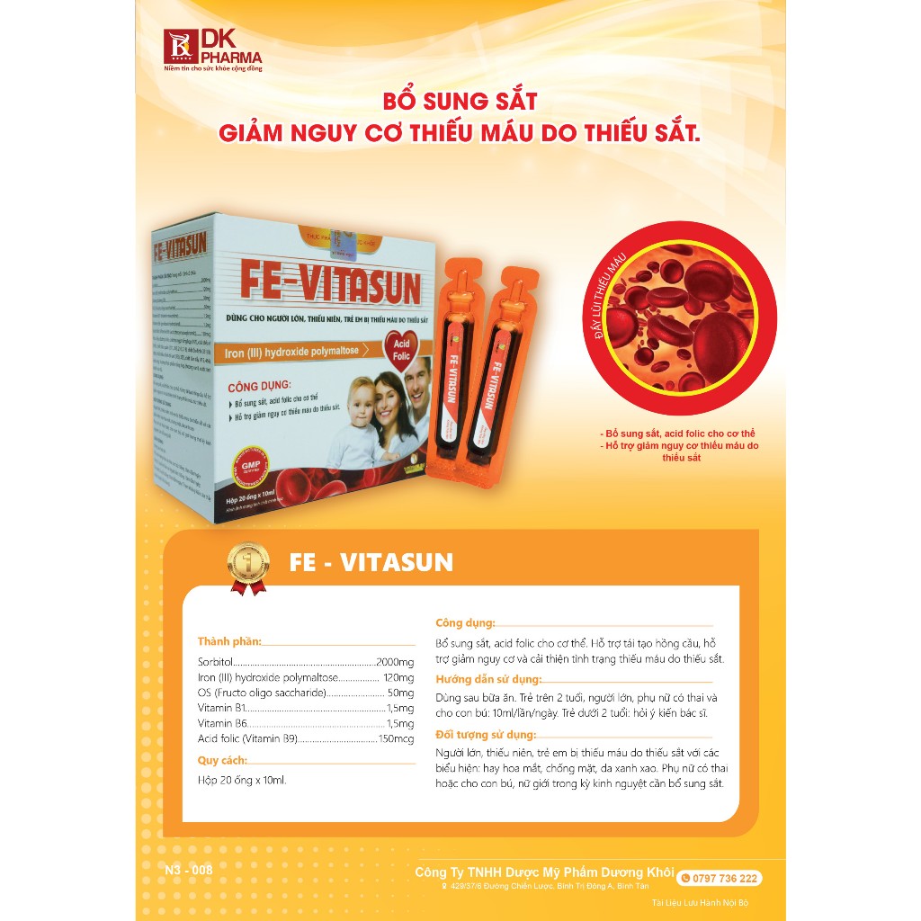 DK Fe-VITASUN Dùng Cho người Lớn, Thiếu Niên, Trẻ Em Bị Thiếu Máu Do ...