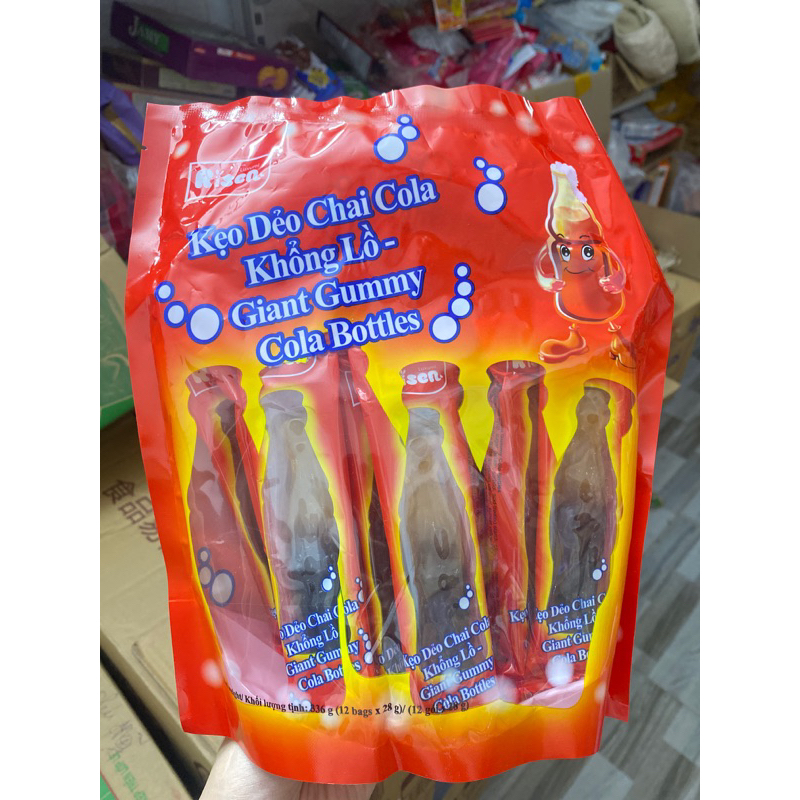 Kẹo Dẻo Chai Cola, Kẹo Dẻo HotDog Khổng Lồ Risen Túi 336g(12 cái x28g ...