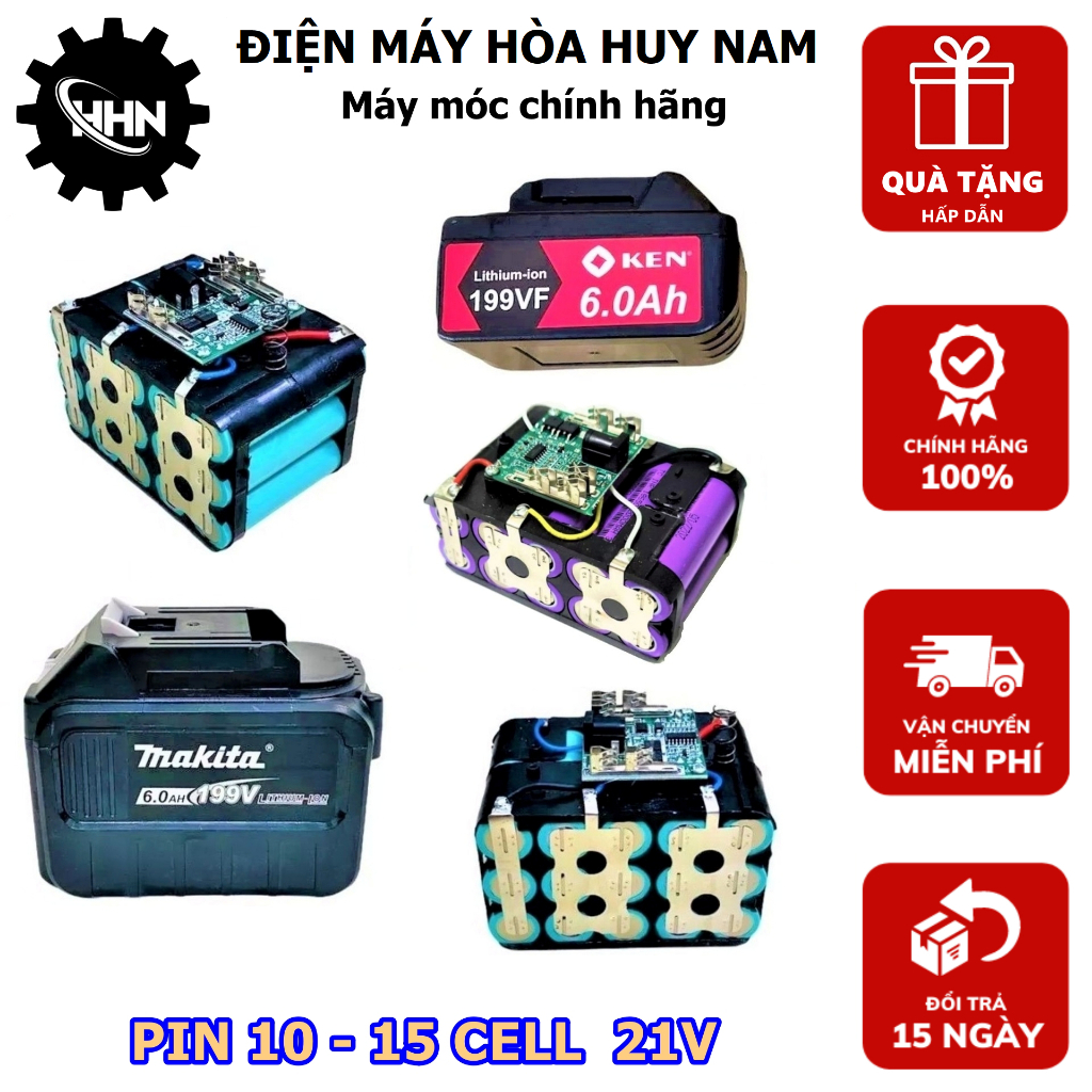 Pin 10 cell , 15 cell 15000mAh Mạch 3 mosfed chống cháy, chống va đập ...