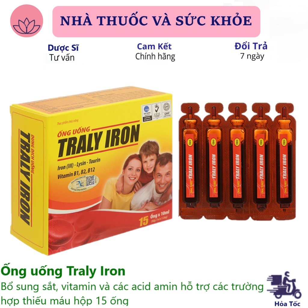 Ống uống Traly Iron bổ sung sắt, vitamin và các acid amin hỗ trợ các ...
