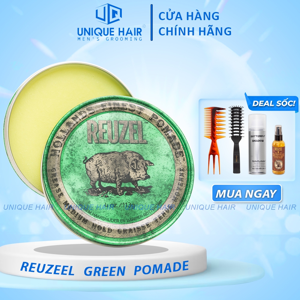 Sáp vuốt tóc Reuzel Green Pomade Lợn Xanh Lá 35gr & 114gram - Nhập Khẩu ...
