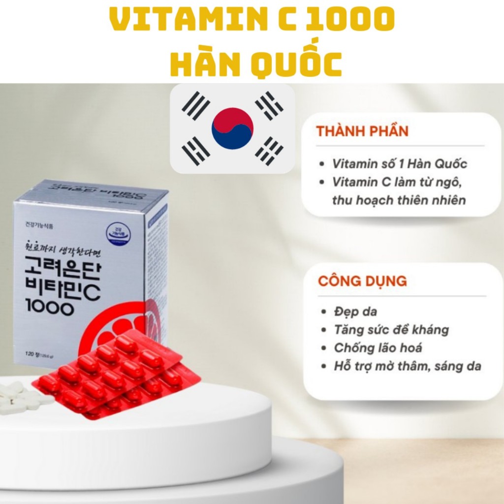 Vitamin C viên uống 1000mg vtm Eundan Yuhan Hàn Quốc trắng da giảm nám ...