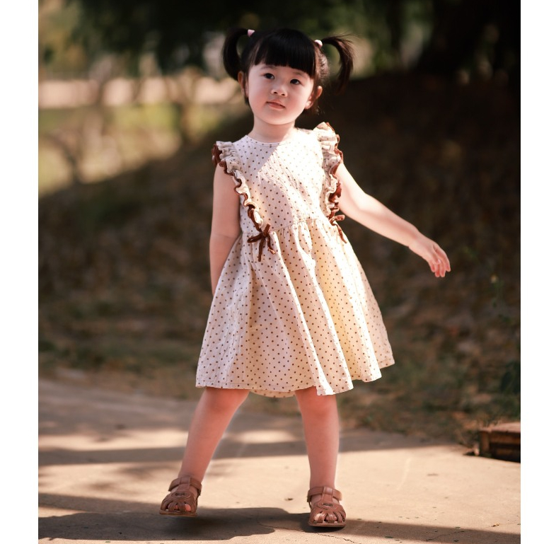 (Yi Closet) Đầm chấm bi dún bèo cho bé từ 10 - 25kg | Shopee Việt Nam