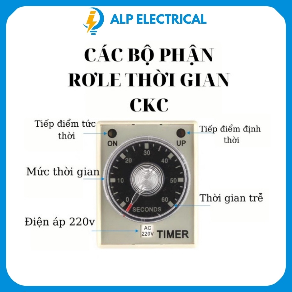 Rơ le thời gian CKC AH3-3 220VAC kèm đế, timer điện tử, timer CKC AH3-3 ...