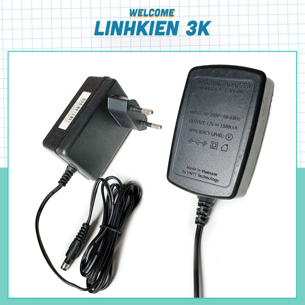 Nguồn adapter 12v 1.5A jack tròn 5x5x2.1mm chính hãng VNPT, dùng cho ...