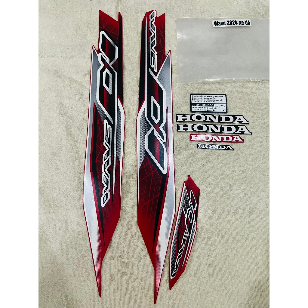 Bộ tem decal dán xe máy honda wave a 2024 wave anpha wave alpha màu đỏ ...