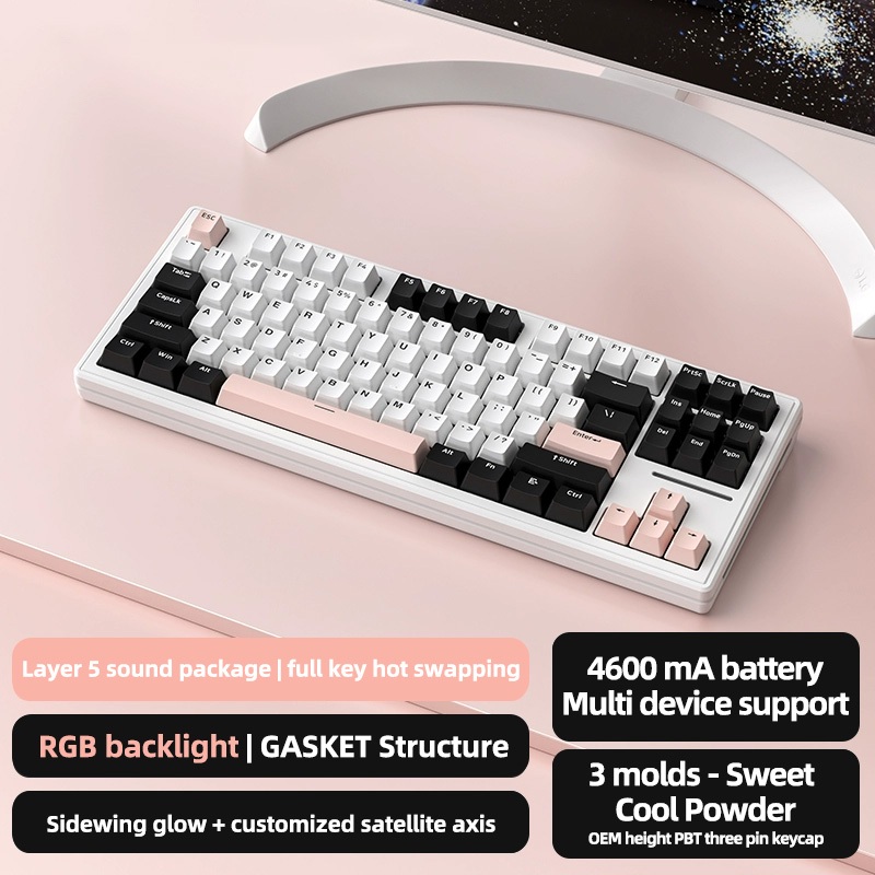 Bàn Phím Cơ Xinmeng M87 V2 Không Dây Bluetooth Gaming LED RGB Pro App Custom , White Switch ...