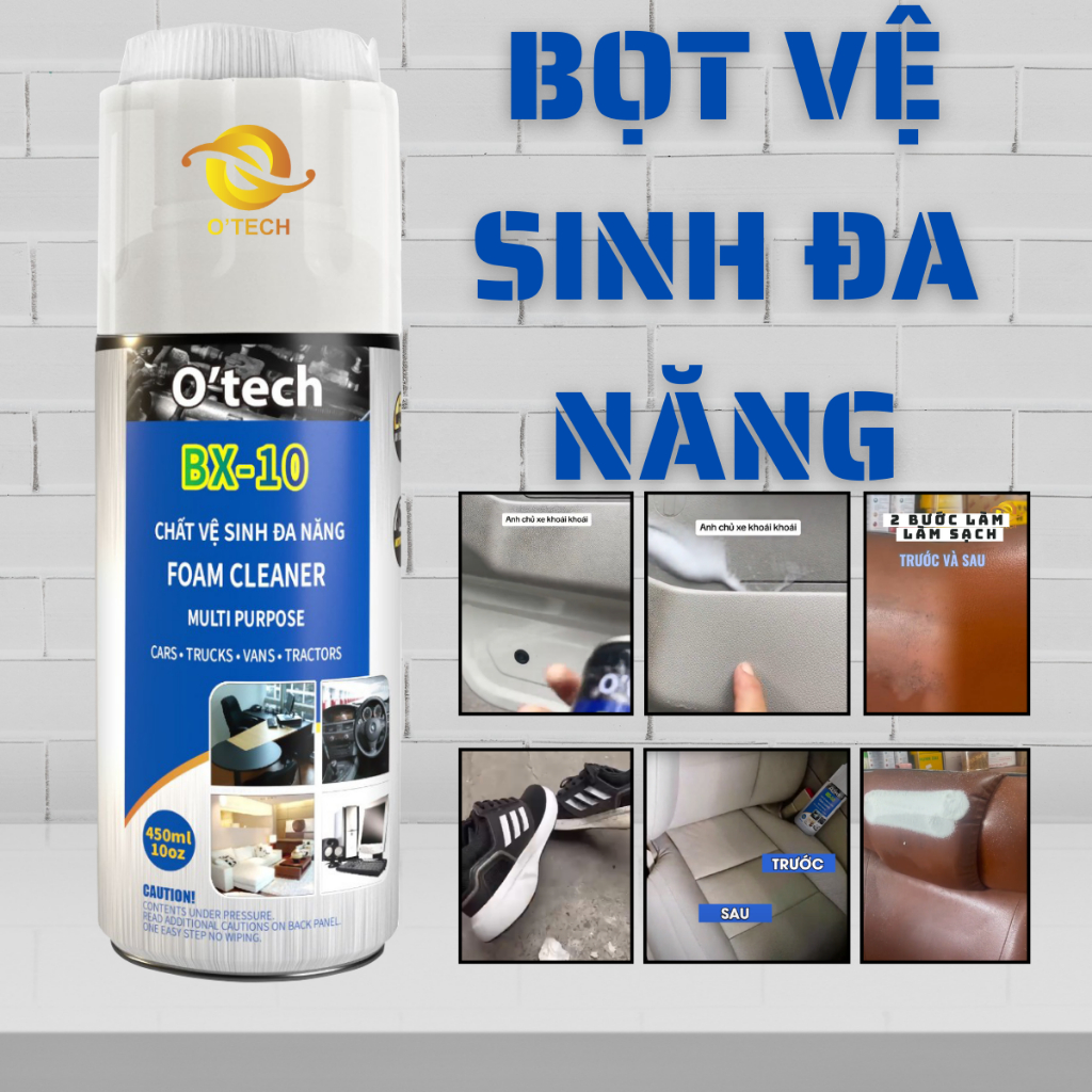 Bình xịt tạo bọt vệ sinh đa năng O’tech BX-10 Chất Vệ Sinh Đa Năng (450 ml) Vệ sinh ghế Sofa, vệ ...