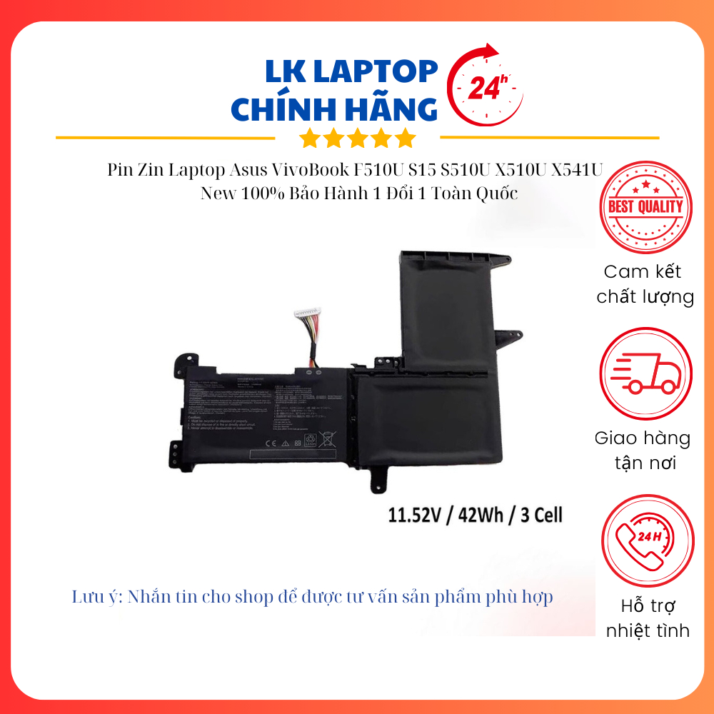 Pin Zin Laptop Asus VivoBook F510U S15 S510U X510U X541U X542U X510UR ...