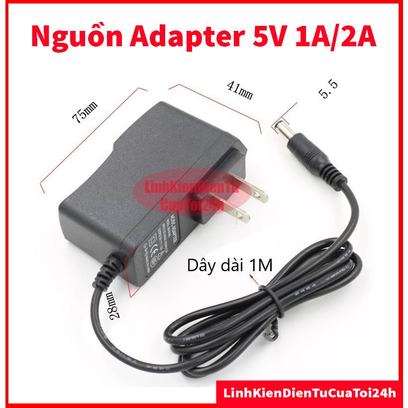 Nguồn Adapter 5V 1A/2A Nguồn DC, Bộ Đổi Nguồn AC-DC - Đầu Jack 5.5x2 ...
