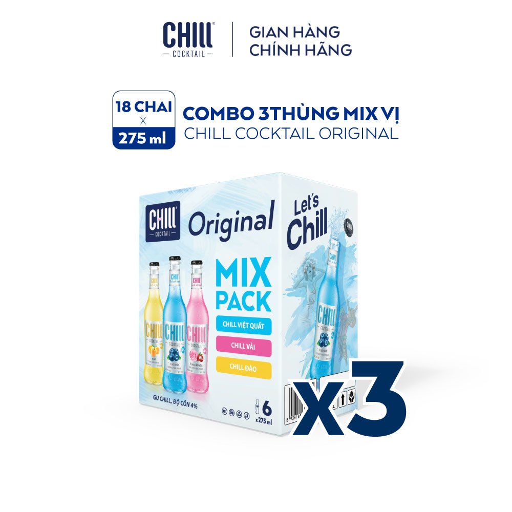 Combo 3 thùng 6 chai Chill Cocktail mix 3 vị 275ml/chai | Shopee Việt Nam