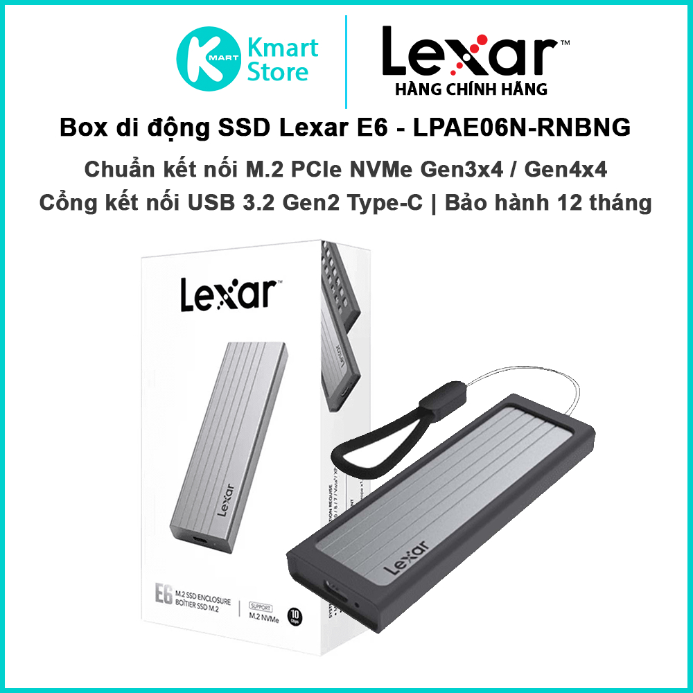 Box SSD di động Lexar E6 LPAE06N-RNBNG M.2 PCIe NMVe | Cổng giao tiếp ...