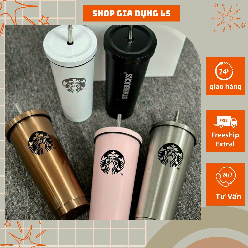 Ly Giữ Nhiệt Starbuck 710ml Kèm Ống Hút Inox. Giữ Lạnh 8-12 Tiếng tặng ...