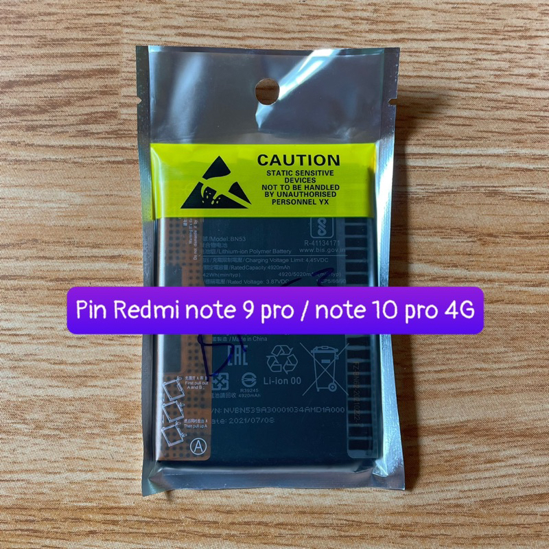 pin xiaomi model BN53 / Redmi note 9 pro / Redmi note 10 pro 4G lắp ...