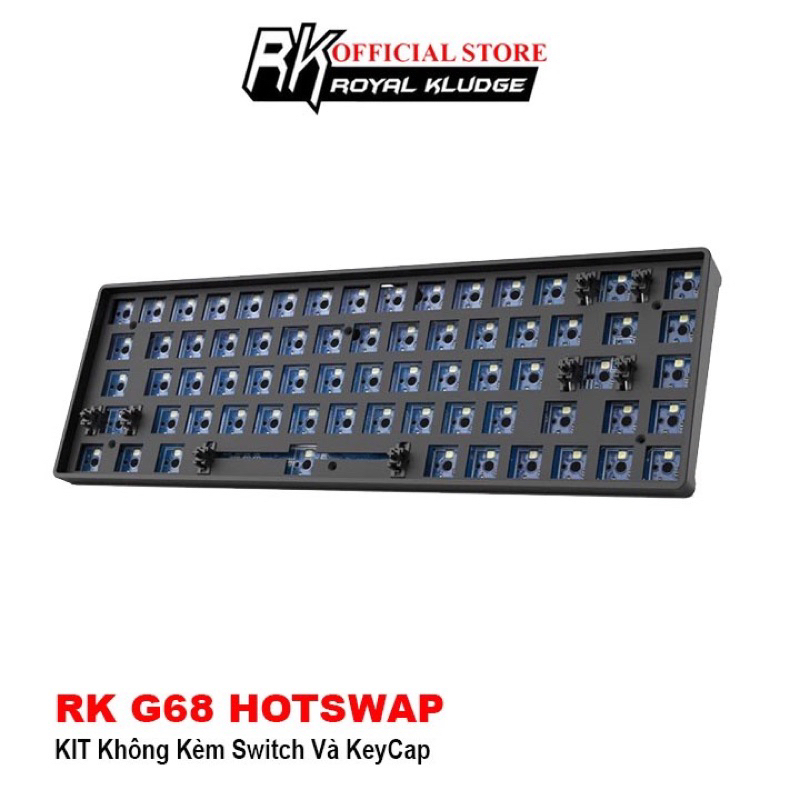 KIT RK G68 RGB HOTSWAP - Bàn phím cơ không dây Royal Kludge RK G68 Bluetooth 5.1 và Wireless 2 ...