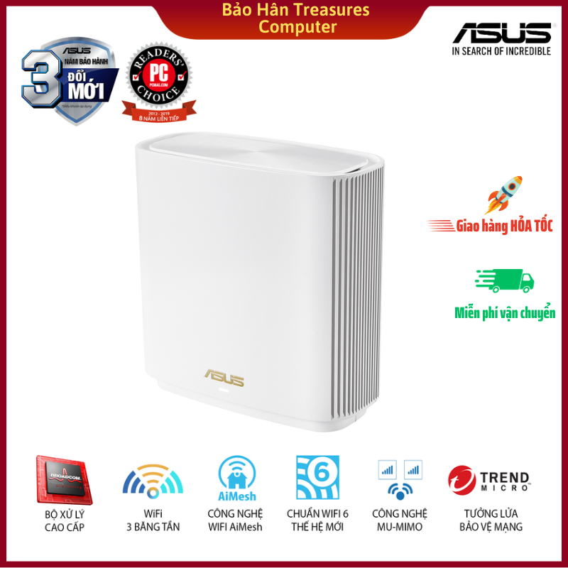 Hệ Thống MESH WI-FI6 ASUS XT8( W-1-PK) Màu Trắng 1_Pack ZenWiFi Chuẩn ...