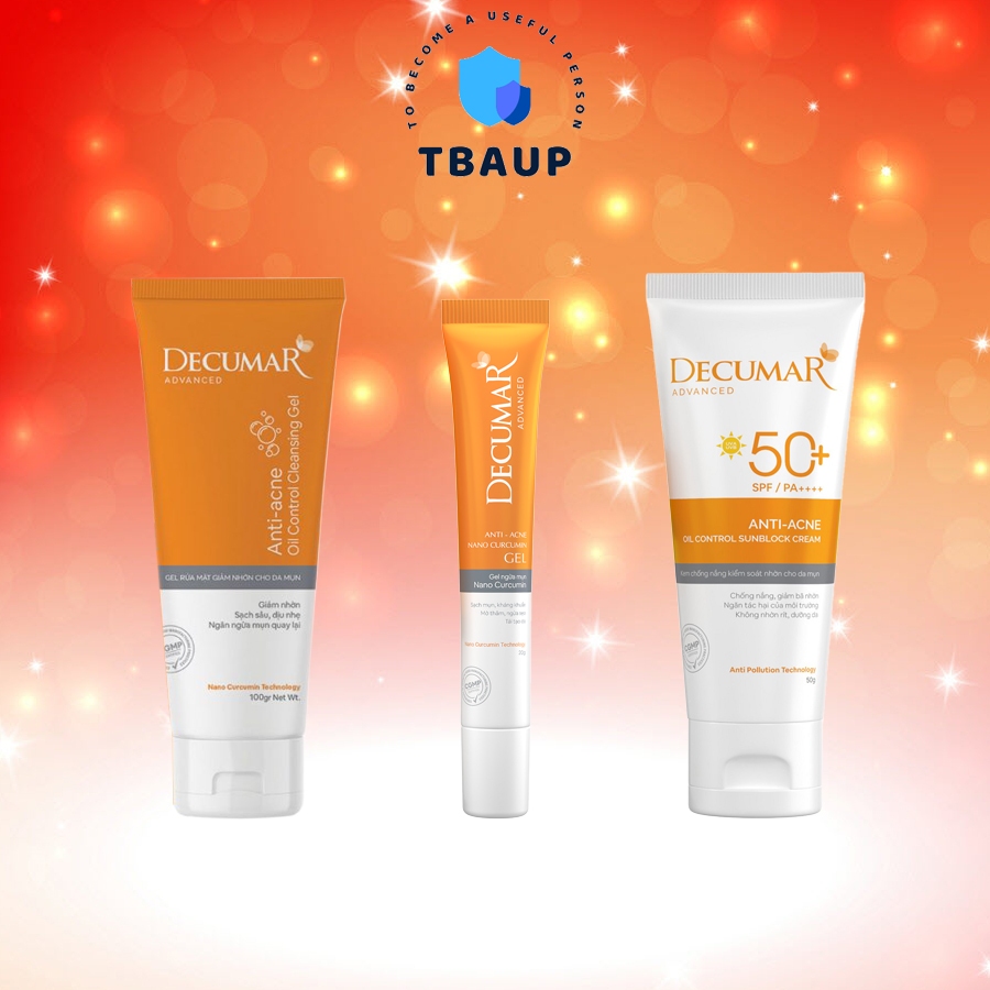 Gel ngừa mụn, gel rửa mặt giảm nhờn, kem chống nắng Decumar Advanced ...